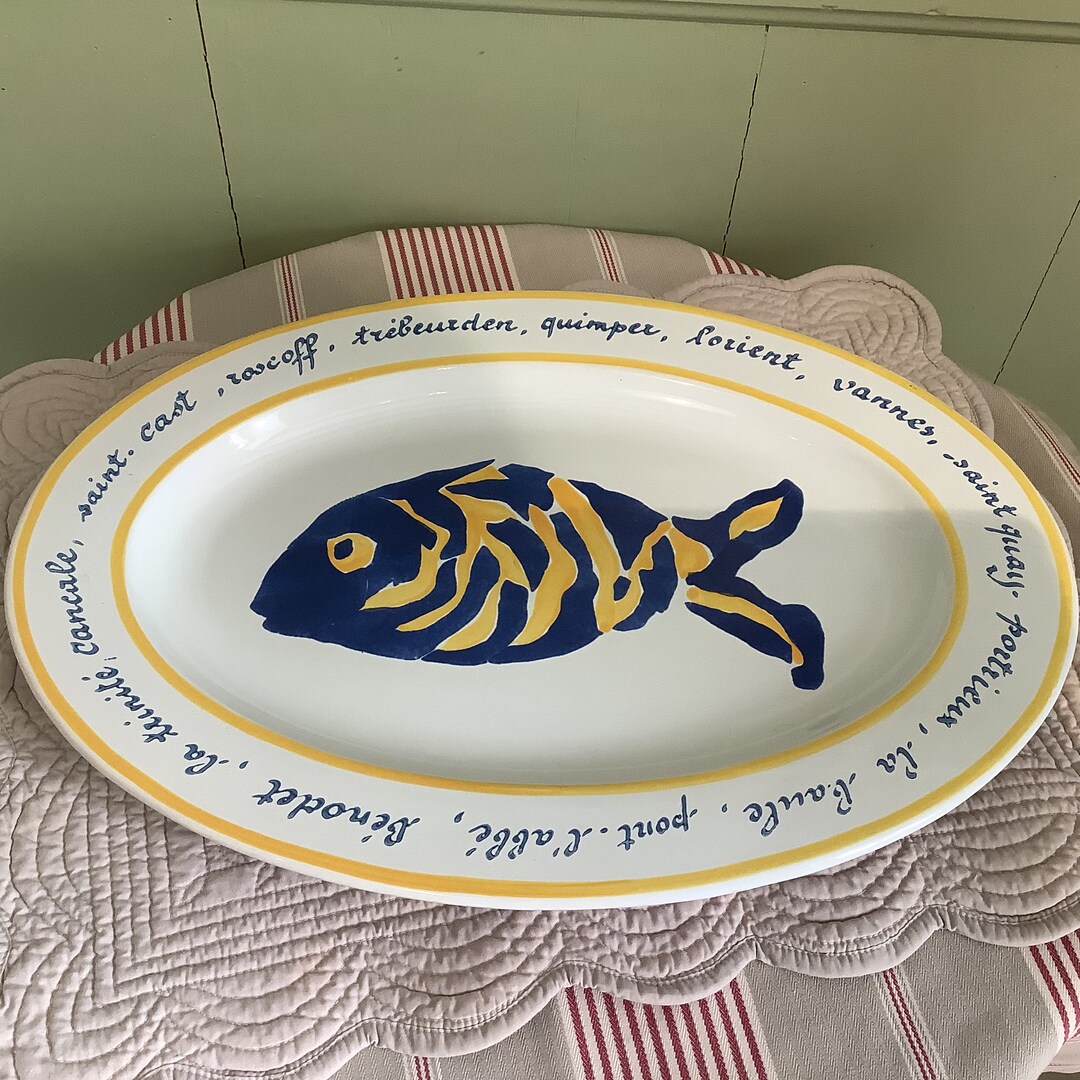 French Vintage Fish Platter: Nelly Rodi Faiencerie De Pornic Tableware ...