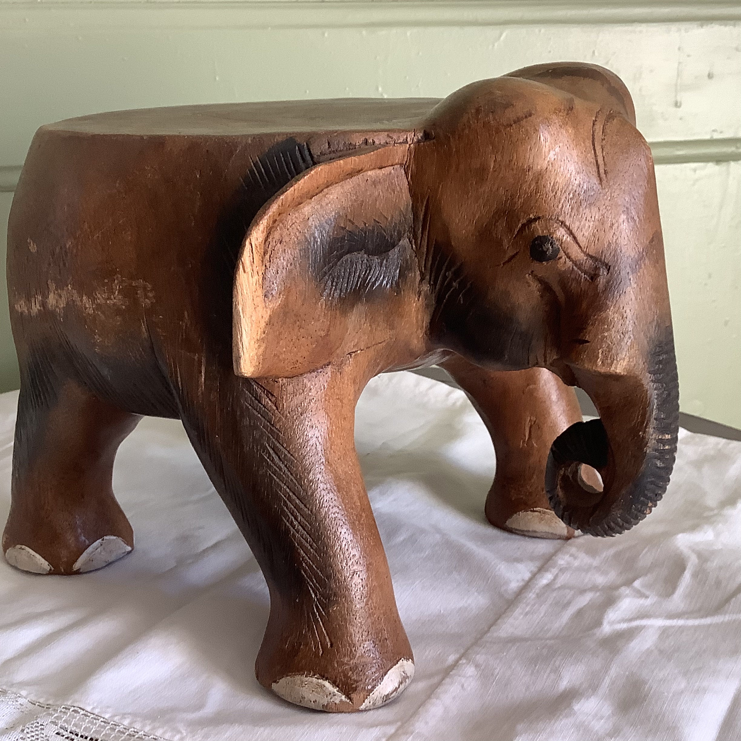 Vintage Hardwood Heavy Asian Elephant Stool Plant Stand Boho - Etsy
