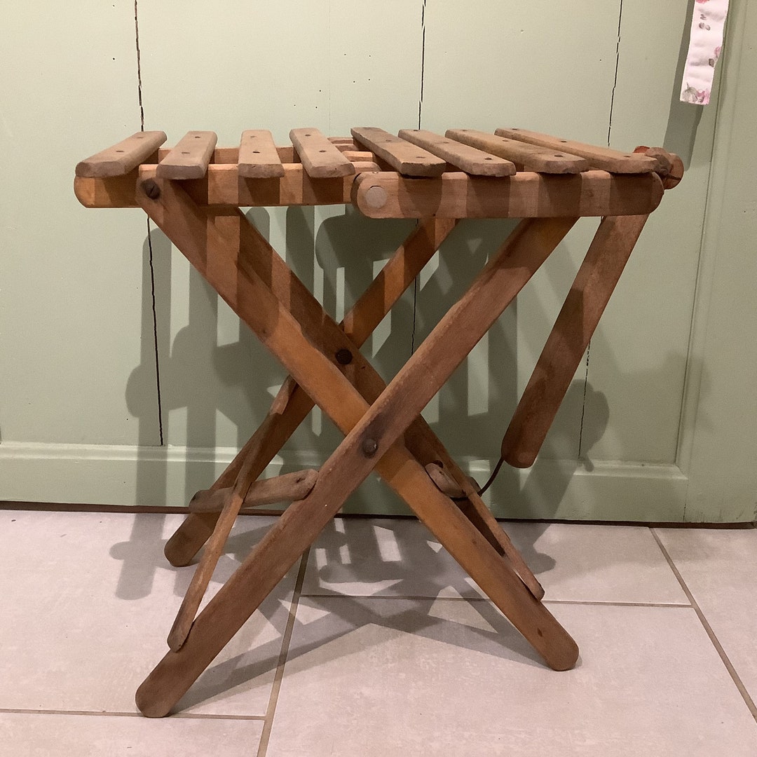 French Vintage Portable Folding Stool, Fisherman’s Stool, Vintage ...