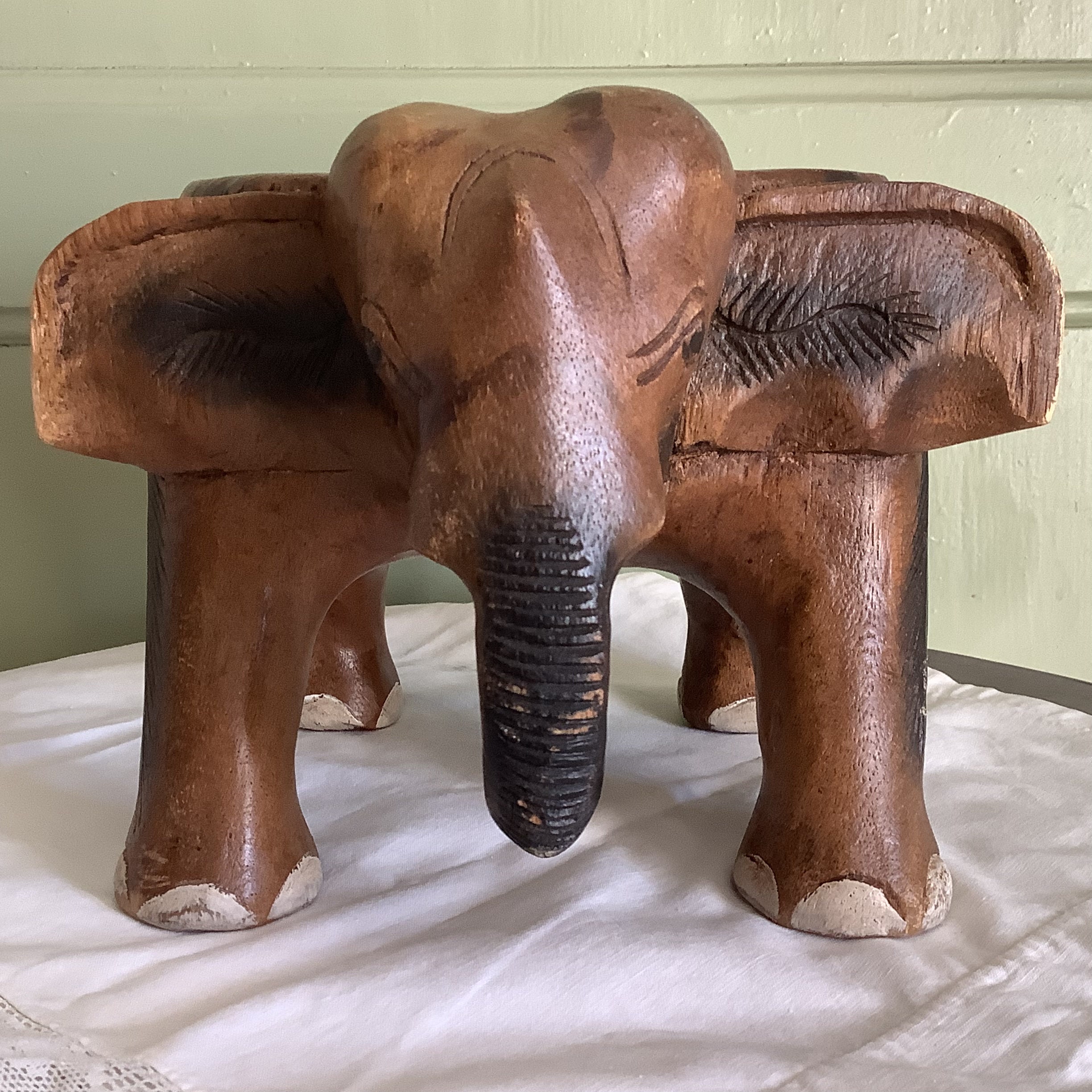 Vintage Hardwood Heavy Asian Elephant Stool Plant Stand Boho - Etsy