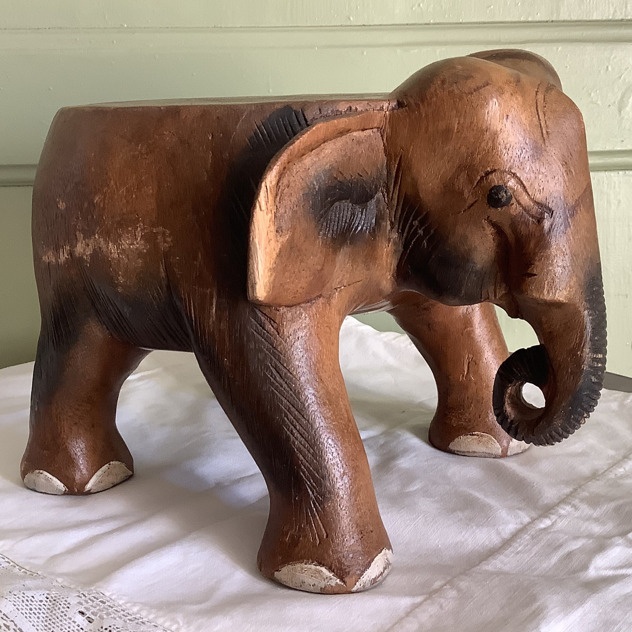 Vintage Hardwood Heavy Asian Elephant Stool Plant Stand Boho - Etsy