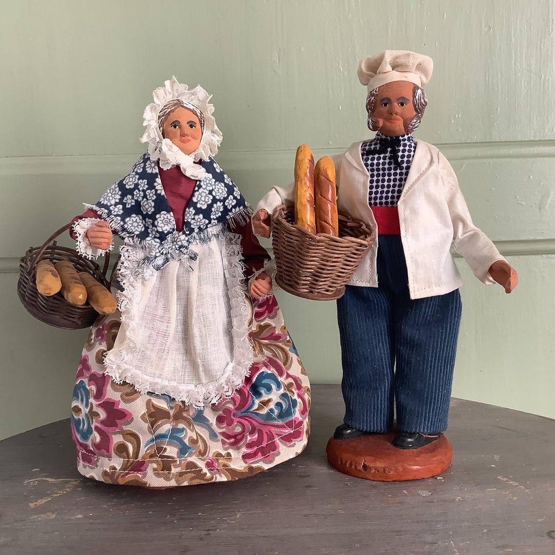 Pair French Vintage/ Antique Santon, Santon From Provence, Collectible ...