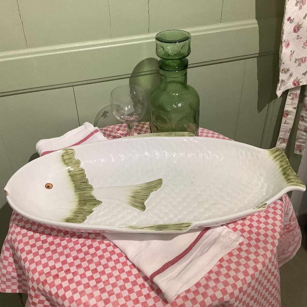 Italian Vintage Ceramic Fish Design Serving Platter, Made in Italy ...