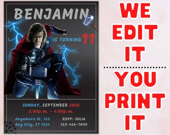 Thor Birthday Invitation - Etsy