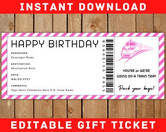 Train Birthday Ticket - Etsy