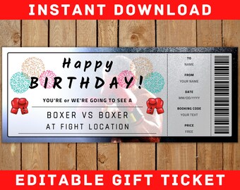 Boxing Ticket Template - Etsy
