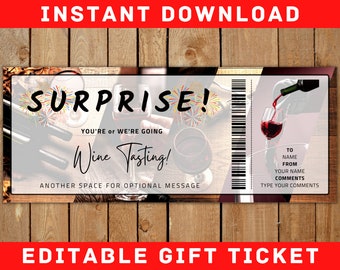 Wine Tasting Ticket Printable - Etsy