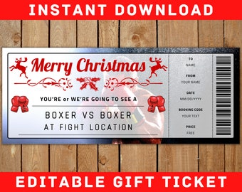 Boxing Ticket Template - Etsy