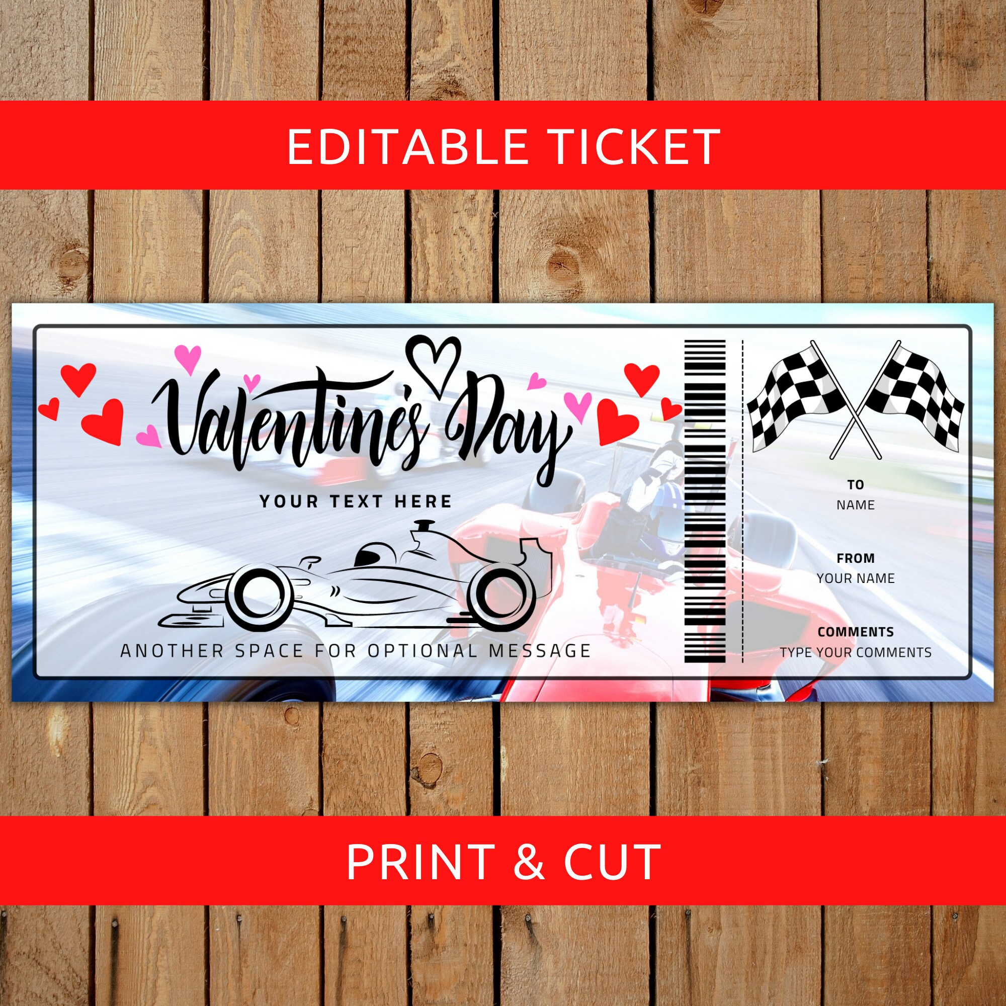 Valentine Surprise Nascar Race Ticket Gift Voucher Nascar Race Trip ...