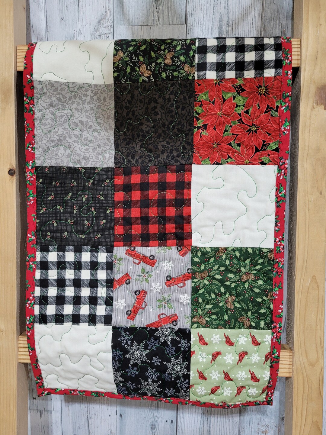 Buffalo Plaid Patchwork Christmas Table Runner - Etsy