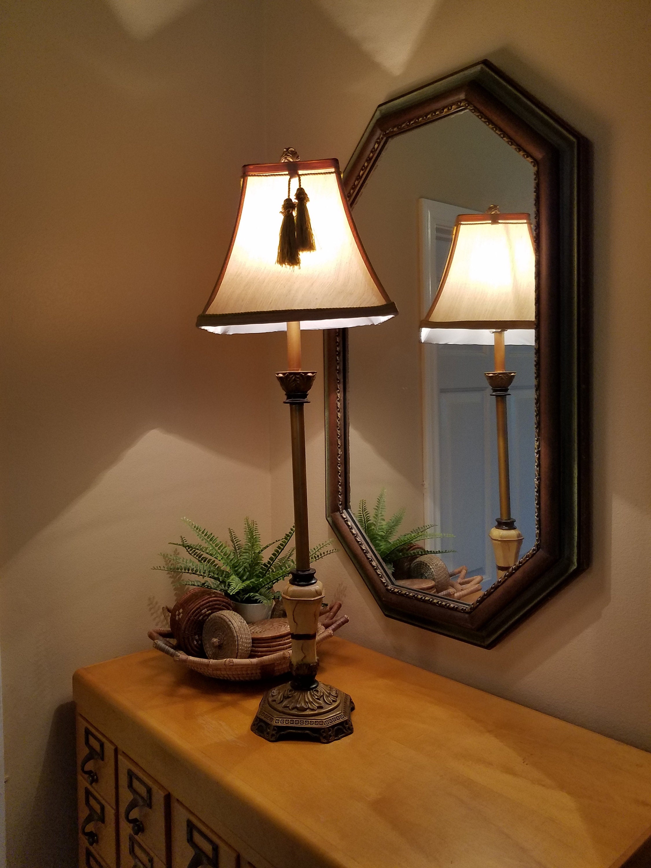 Lamp Candlestick Tasseled Shade Lamp Tall Decorative Lamp Slender ...