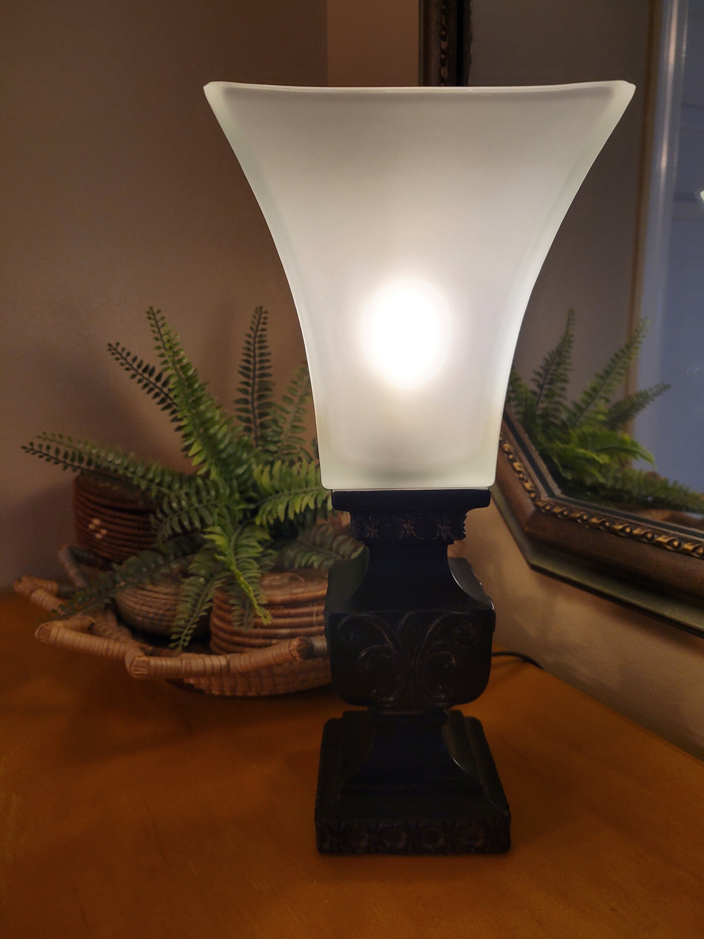 Vintage Inverted Glass Shade Lamp - Etsy