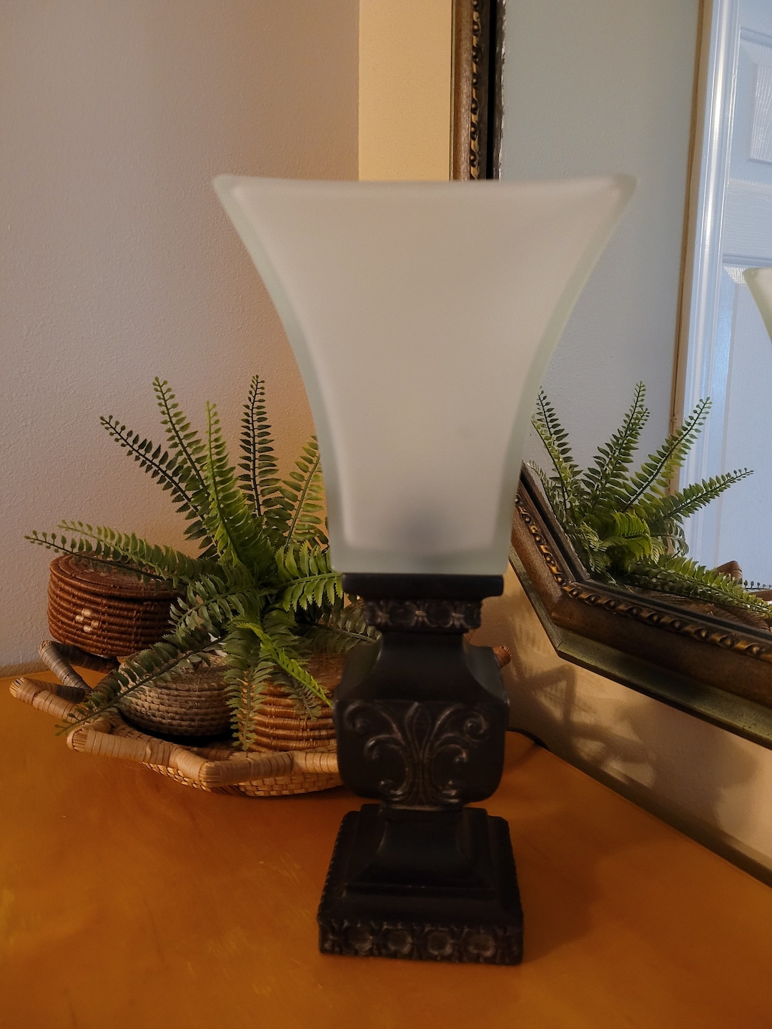 Vintage Inverted Glass Shade Lamp - Etsy