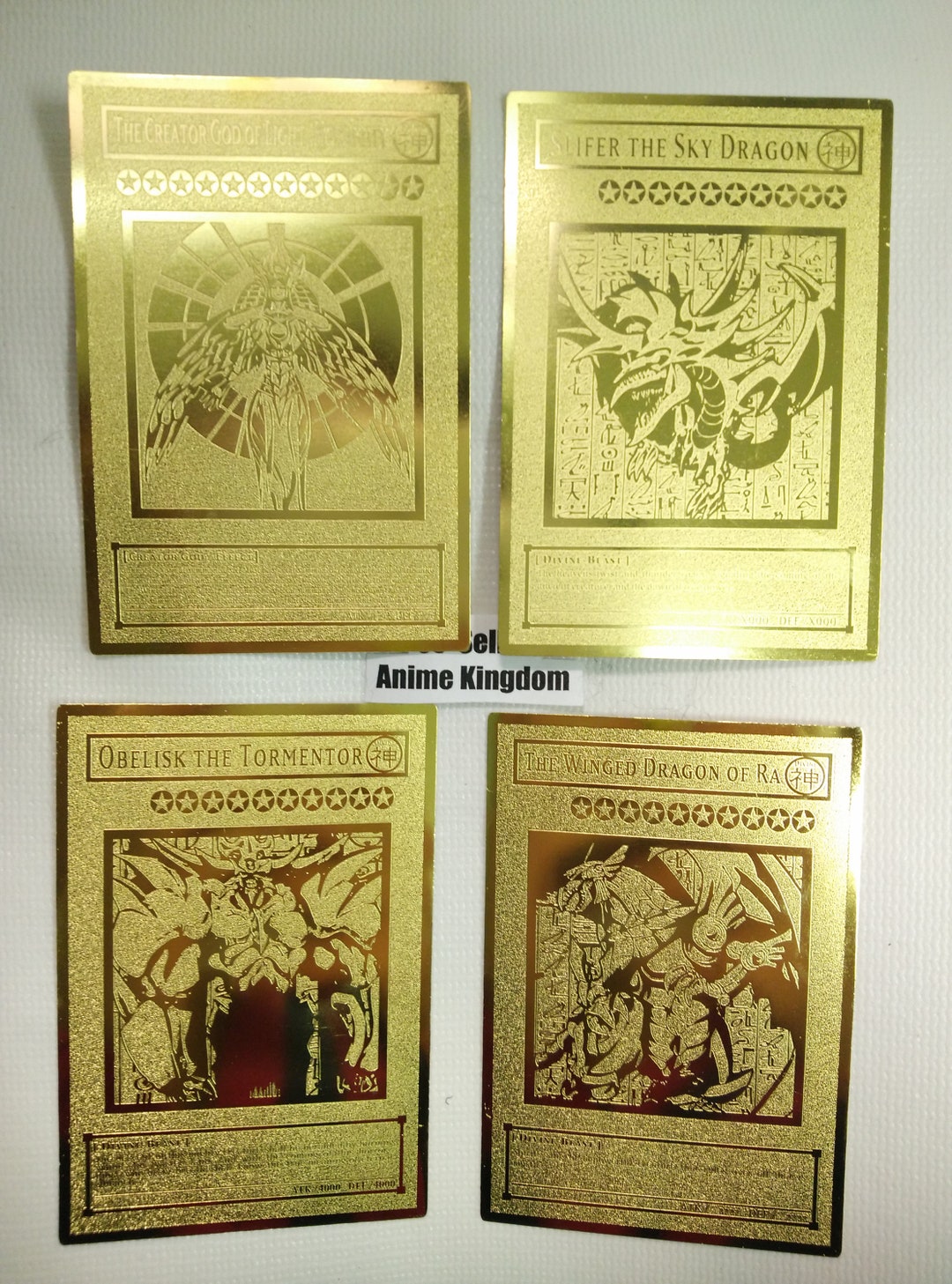 USA Seller Anime Cosplay Custom Made Metal Card 4 Egyptian God Cards ...