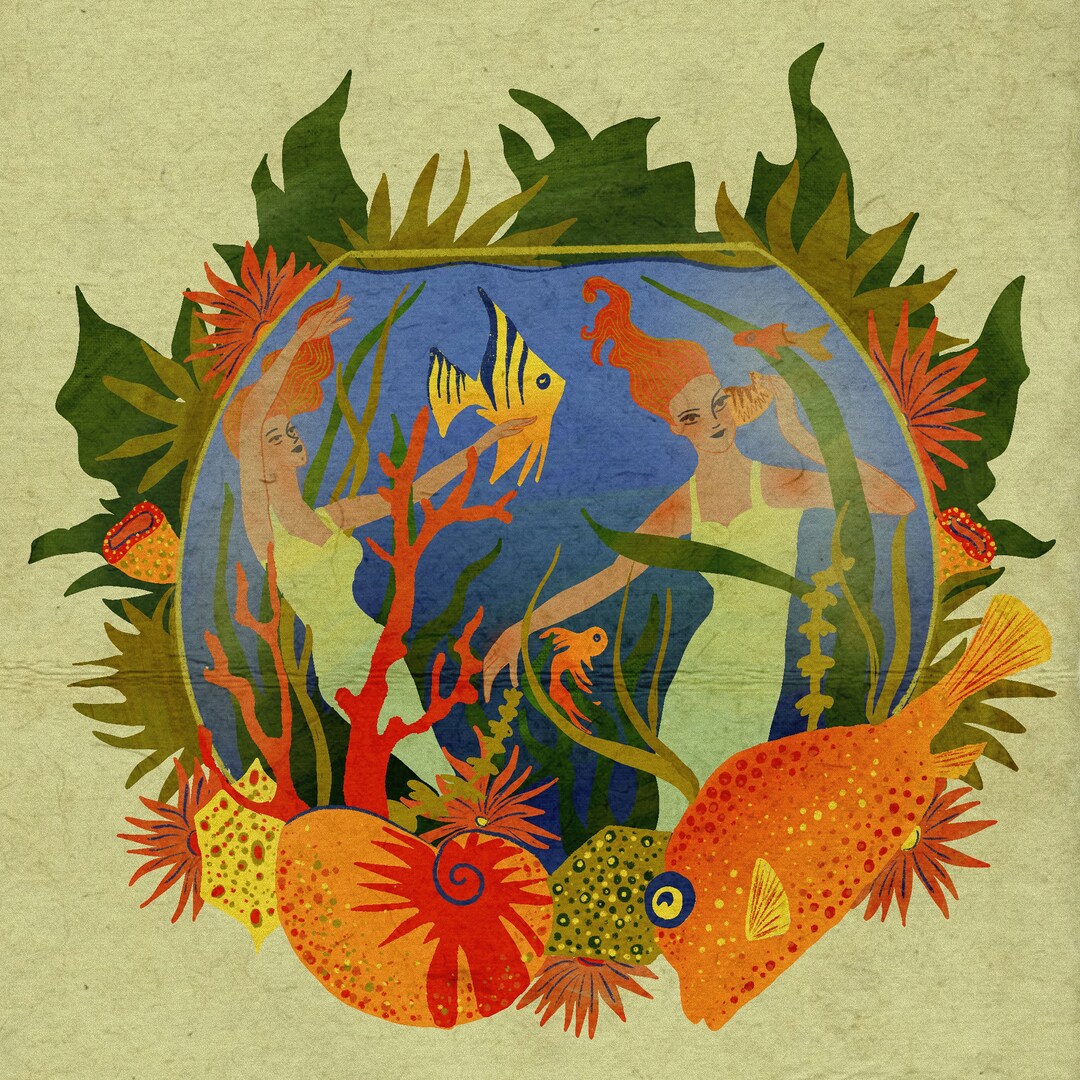 Fishbowl Mermaids - Digital Print - Etsy