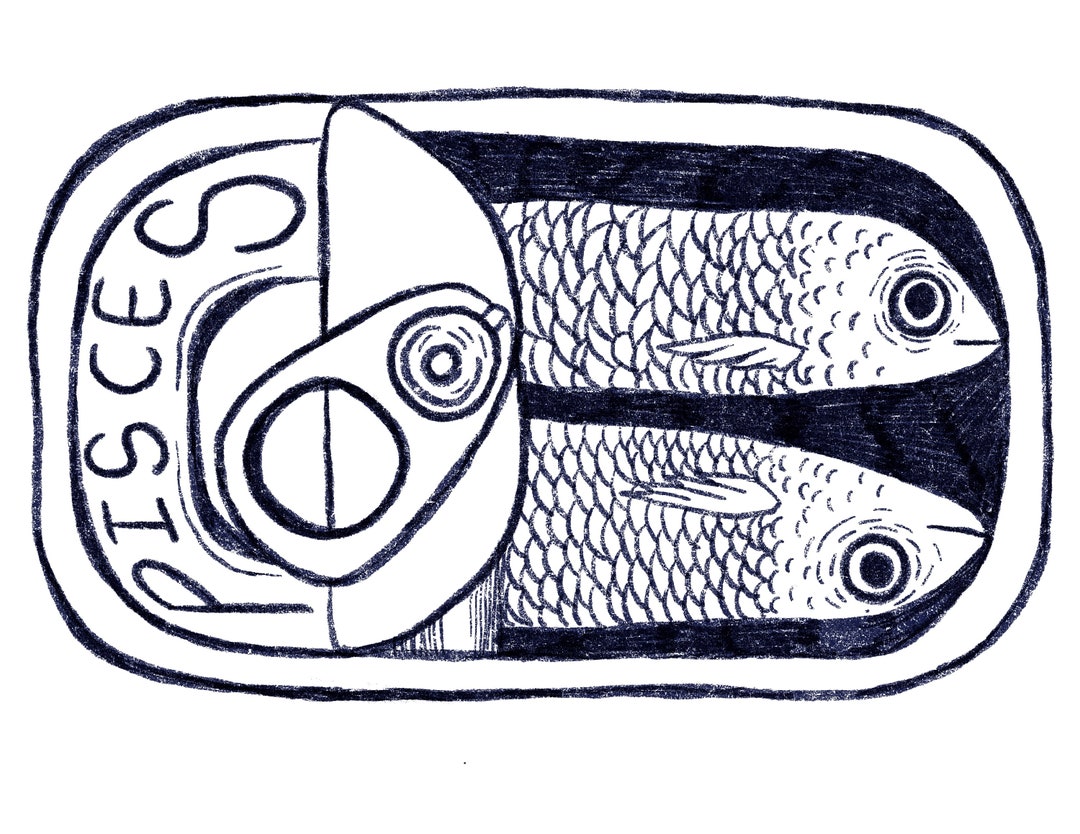 Pisces Tinned Fish Print - No Color - Etsy