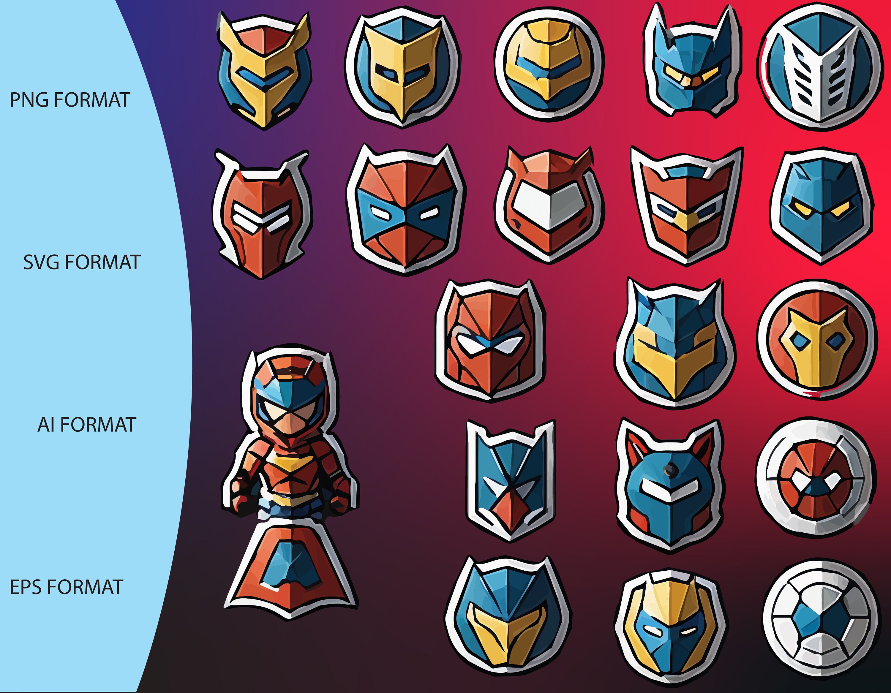 Pack of 20 Superheroes Stickers png Svg Ai Eps Formats - Etsy