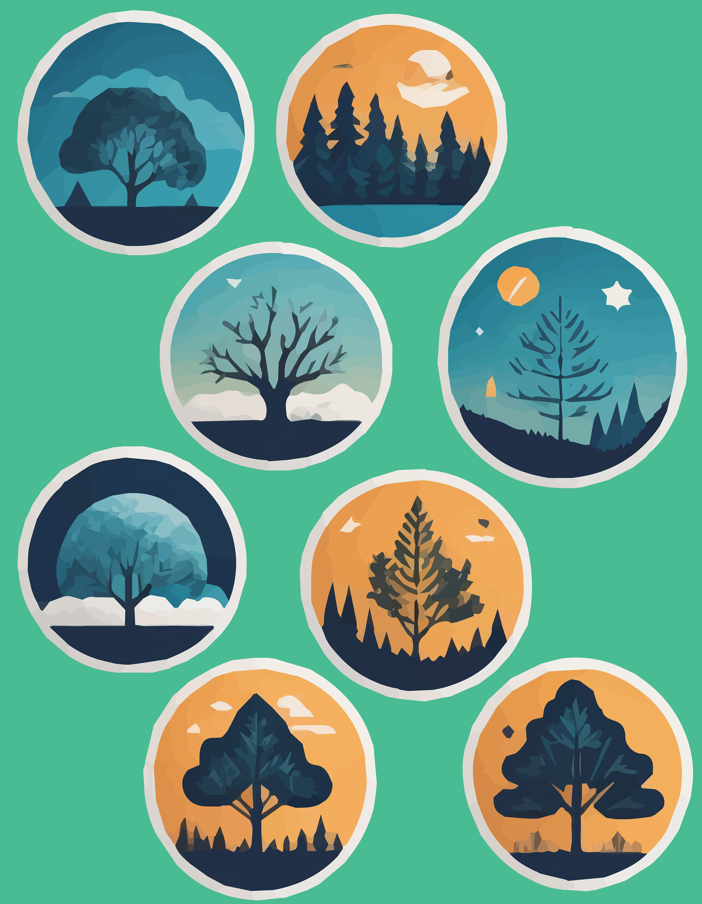 Cute Nature Stickers Pack Svg, Png, Ai, Eps Formats DIGITAL PRODUCT - Etsy