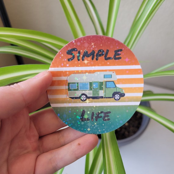 Holographic Simple Life Sticker Laminated Vinyl Sticker - Etsy