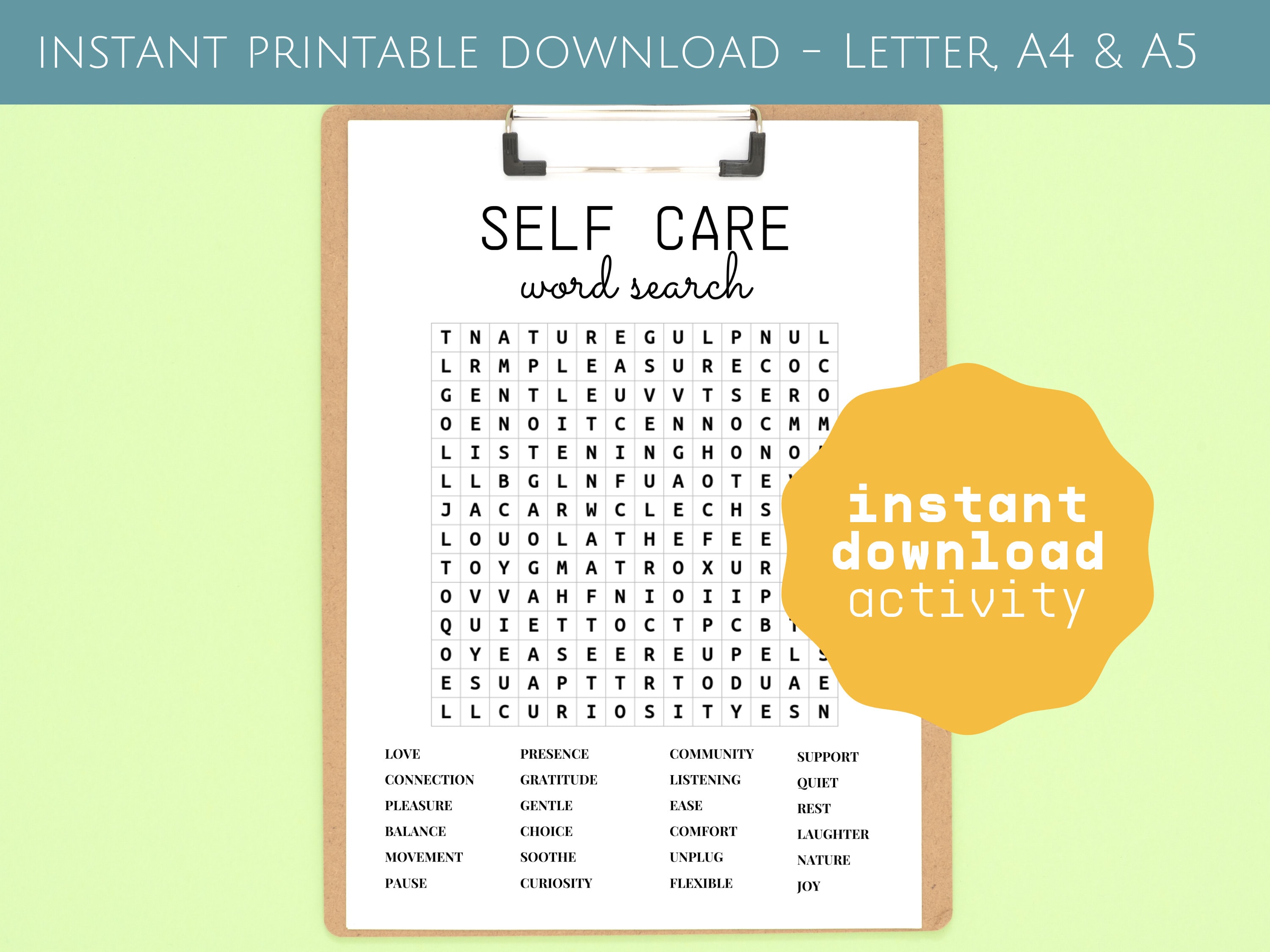 Word Search Printable Self Care Worksheet Word Search - Etsy Australia