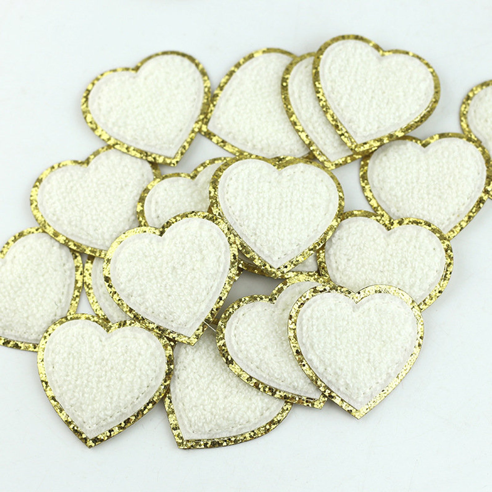 Chenille Gold Trim Heart Iron on Patch Embroidered Patch - Etsy