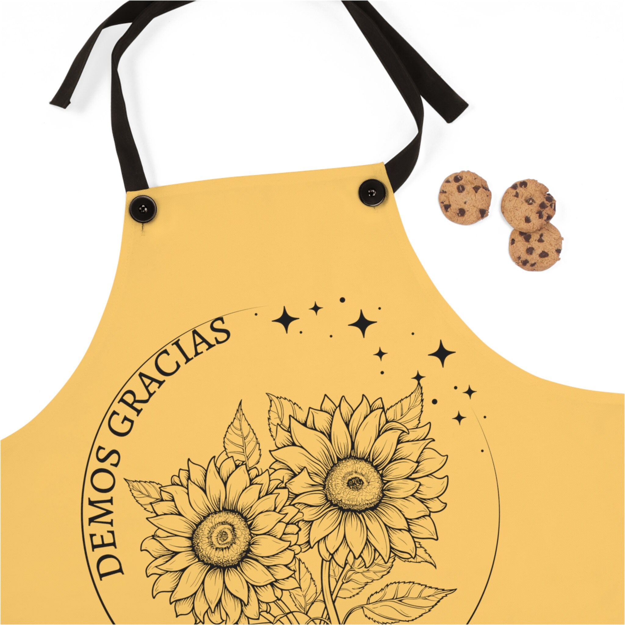 Yellow Apron With Floral Art Spanish Apron Boho Cottage Core Apron Cute ...