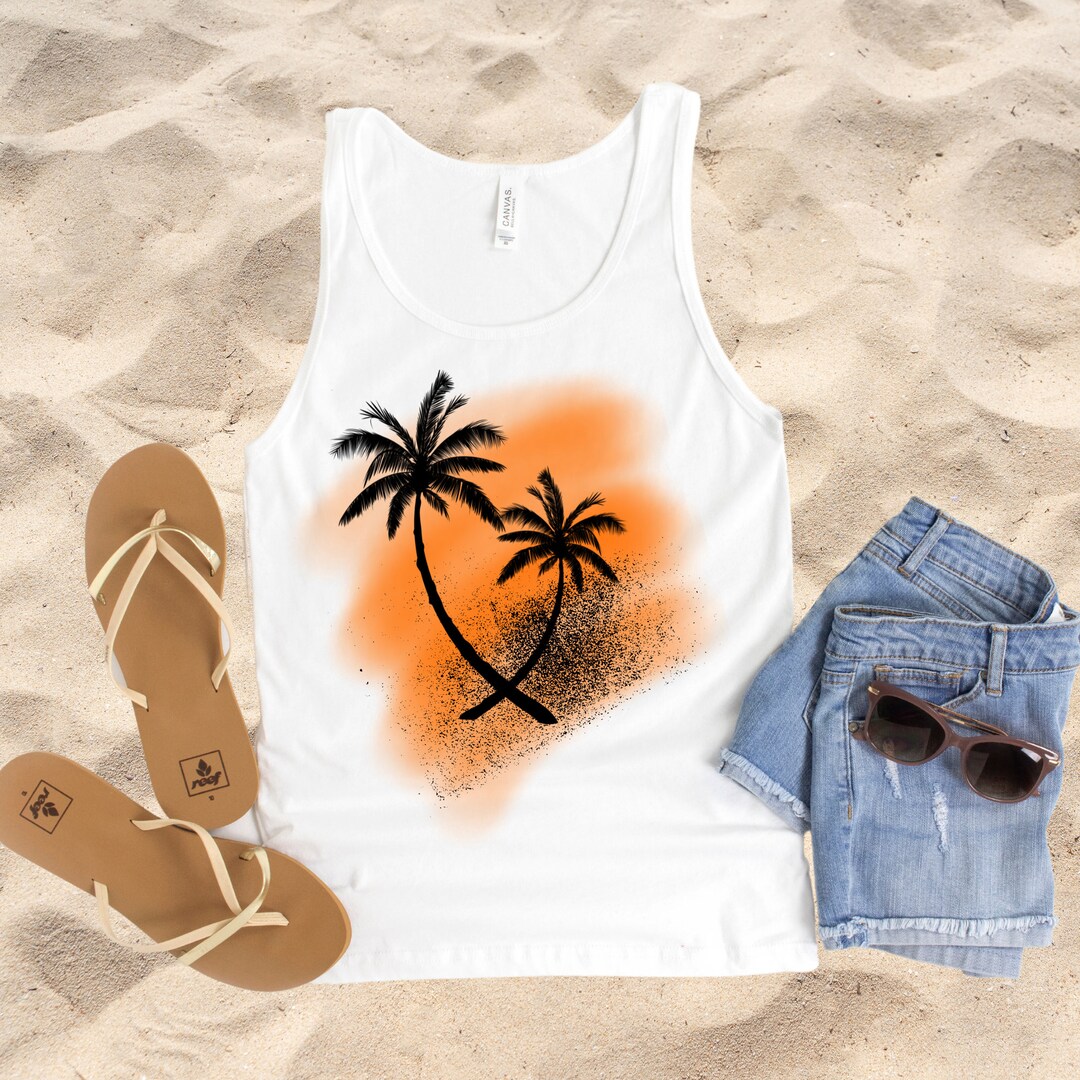 Airbrush Inspired Palm Tree Tank Top: Summer Beachwear - Etsy
