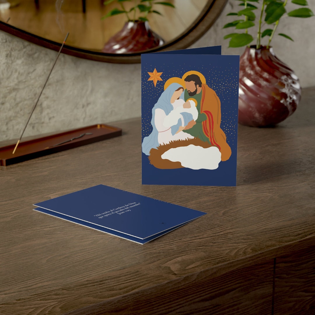 Spanish Nativity Theme Christmas Greeting Card Personalized Spanish ...