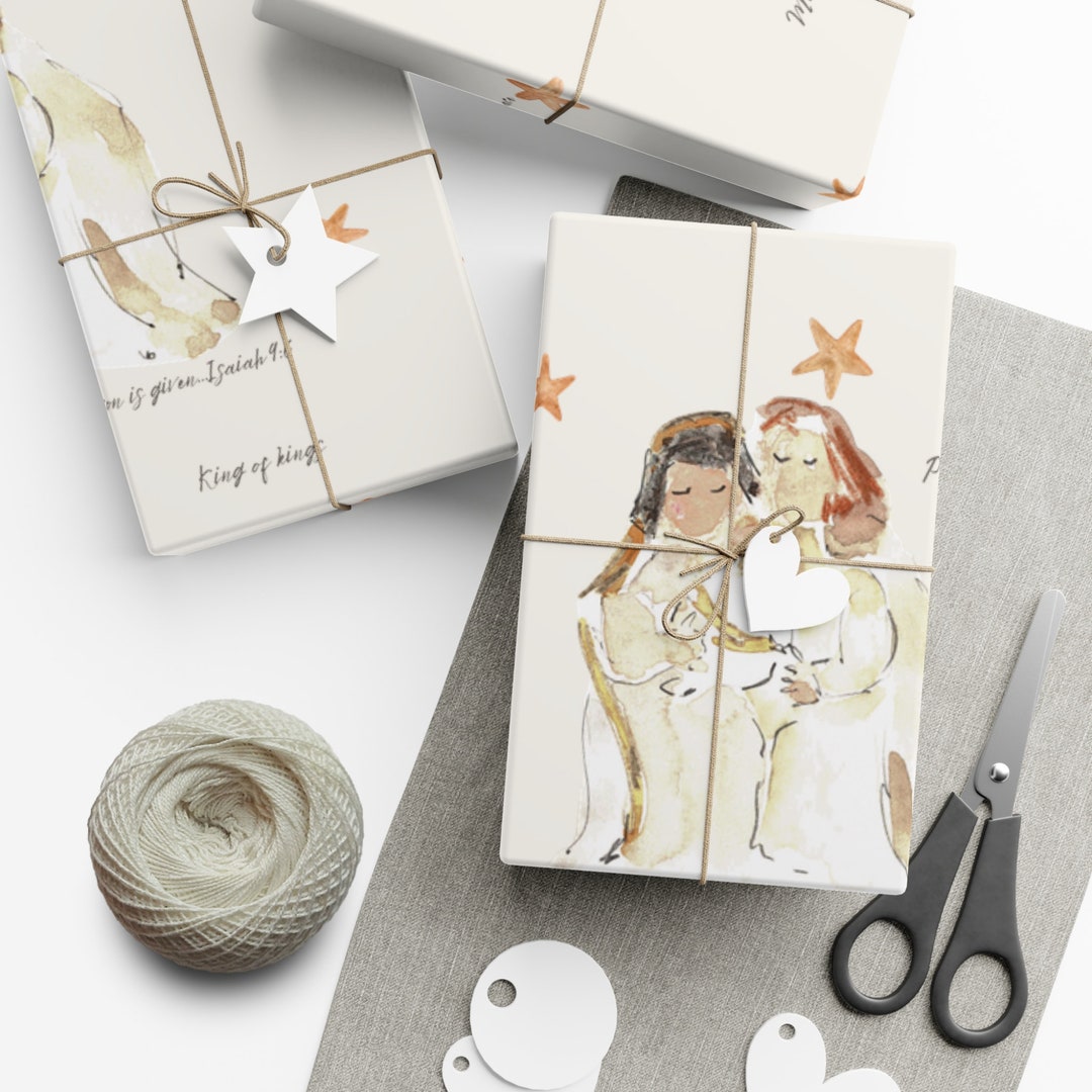 Nativity Theme Gift Wrap Papers Watercolor Art Baby Jesus Gift Wrap ...
