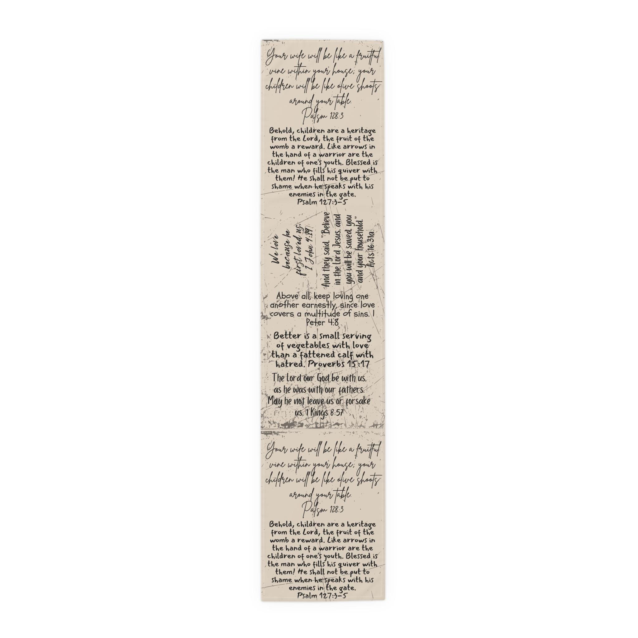 Family Scripture Table Runner, Customizable Bible Verse Cotton Twill or ...