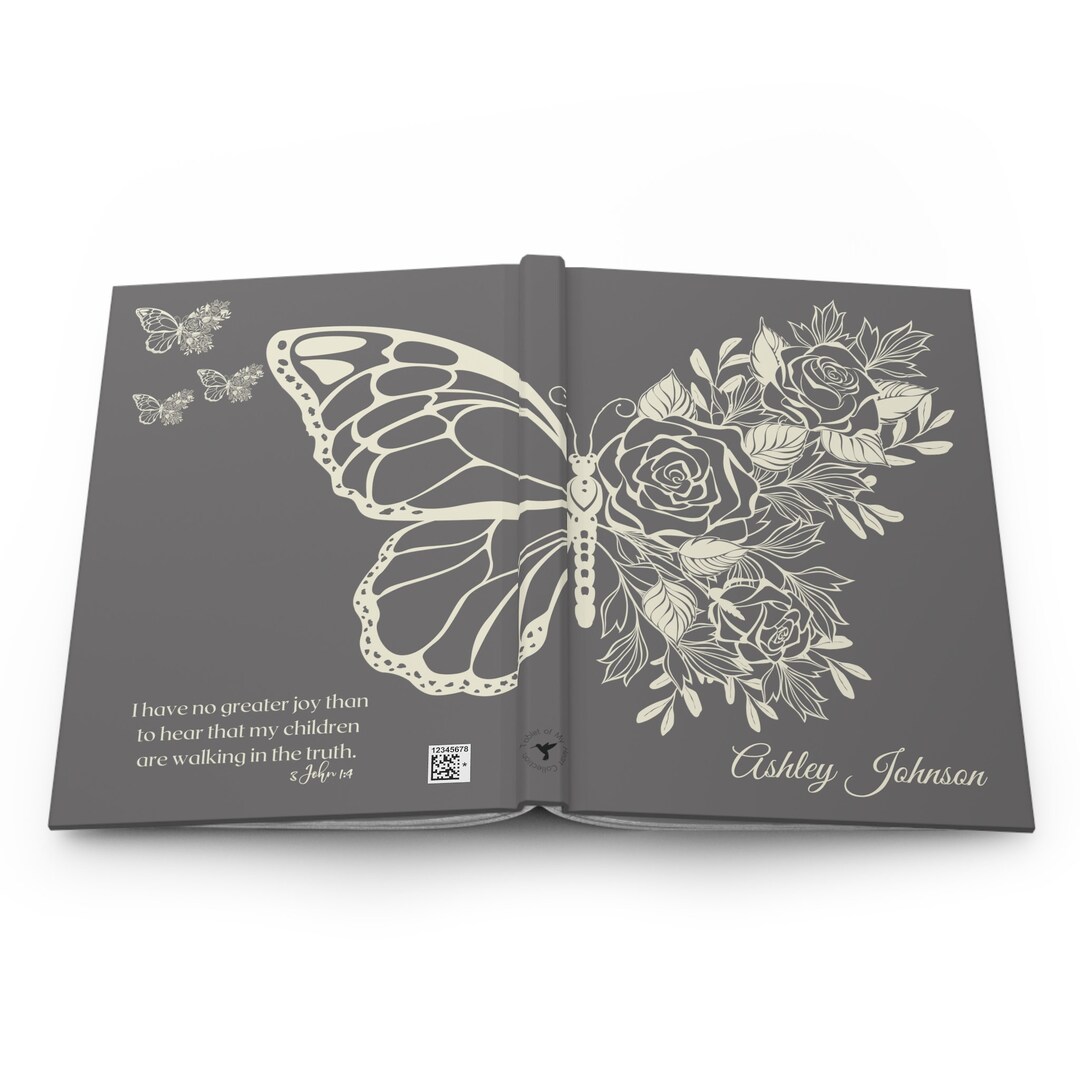Personalized Butterfly Journal, Floral Art Hardcover, Custom Quote - Etsy