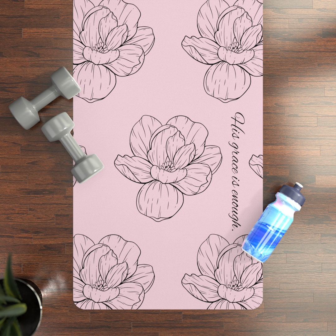 Light Pink Christian Exercise Mat Faith Based Rubber Yoga Mat His Grace ...