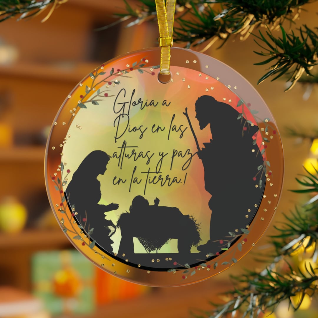 Spanish Nativity Scene Glass Ornament Nativity Icon Ornament Baby Jesus ...