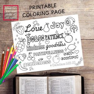 Fruit of the Spirit Coloring Page Christian Craft for Adults or Kids ...