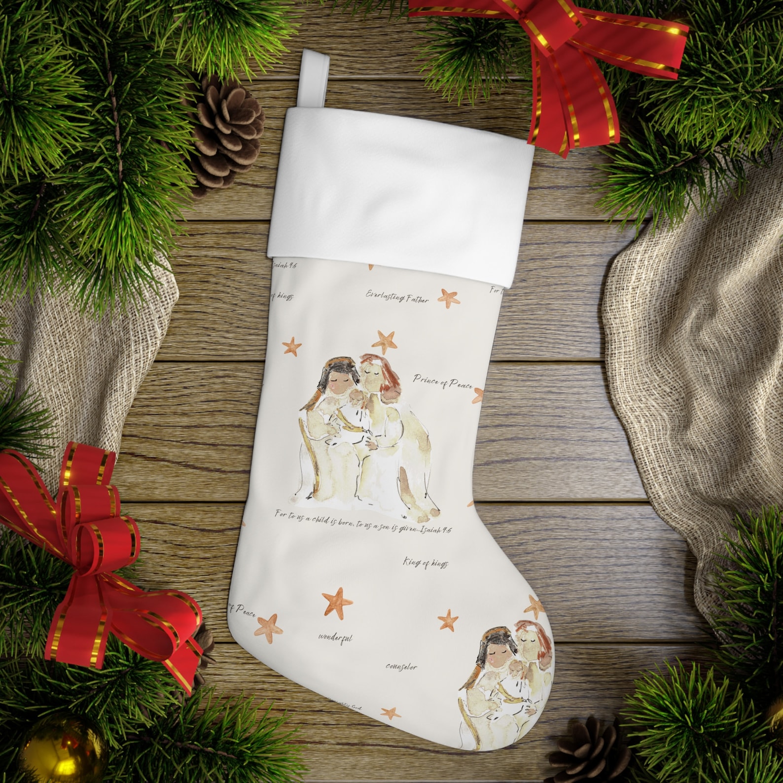 Nativity Scene Holiday Stocking Christmas Story Stocking Religious Xmas ...