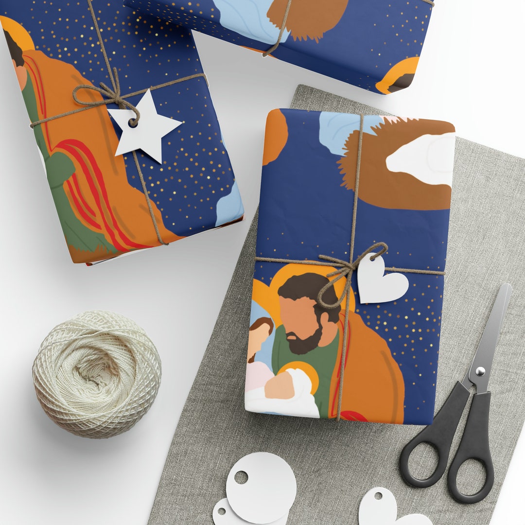 Nativity Icon Wrapping Papers in Two Sizes Vibrant Color Christmas Gift ...