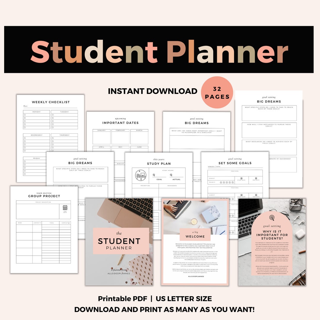 College Student Planner Printable, College Planner, Academic Planner ...