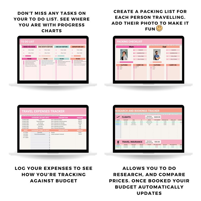 Travel Planner Spreadsheet for Google Sheet, Vacation Planner ...