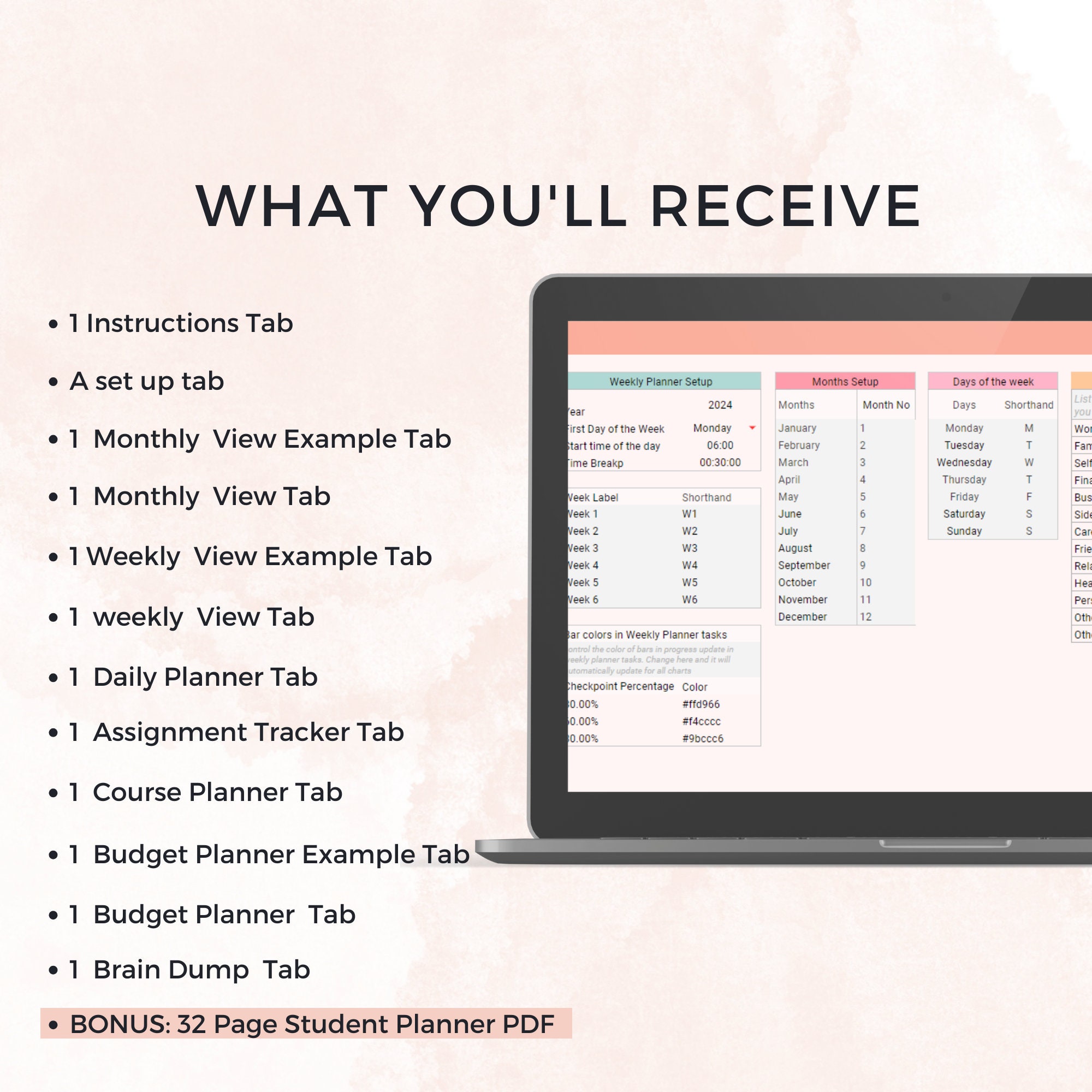Academic Planner Spreadsheet, College Planner Study Google Sheet ...