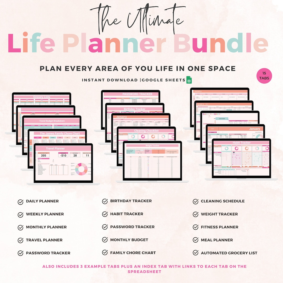 Ultimate Life Planner Google Sheets, Ultimate Life Planner Google, All ...