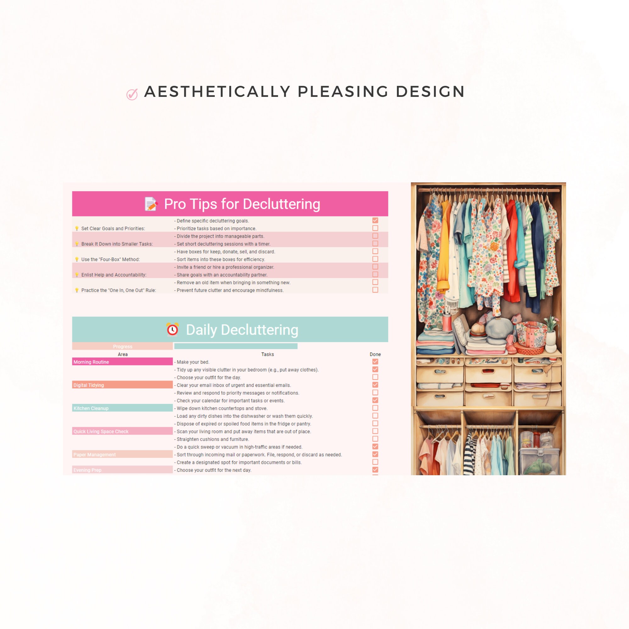 Decluttering Checklist Google Sheets, Declutter Checklist Spreadsheet ...