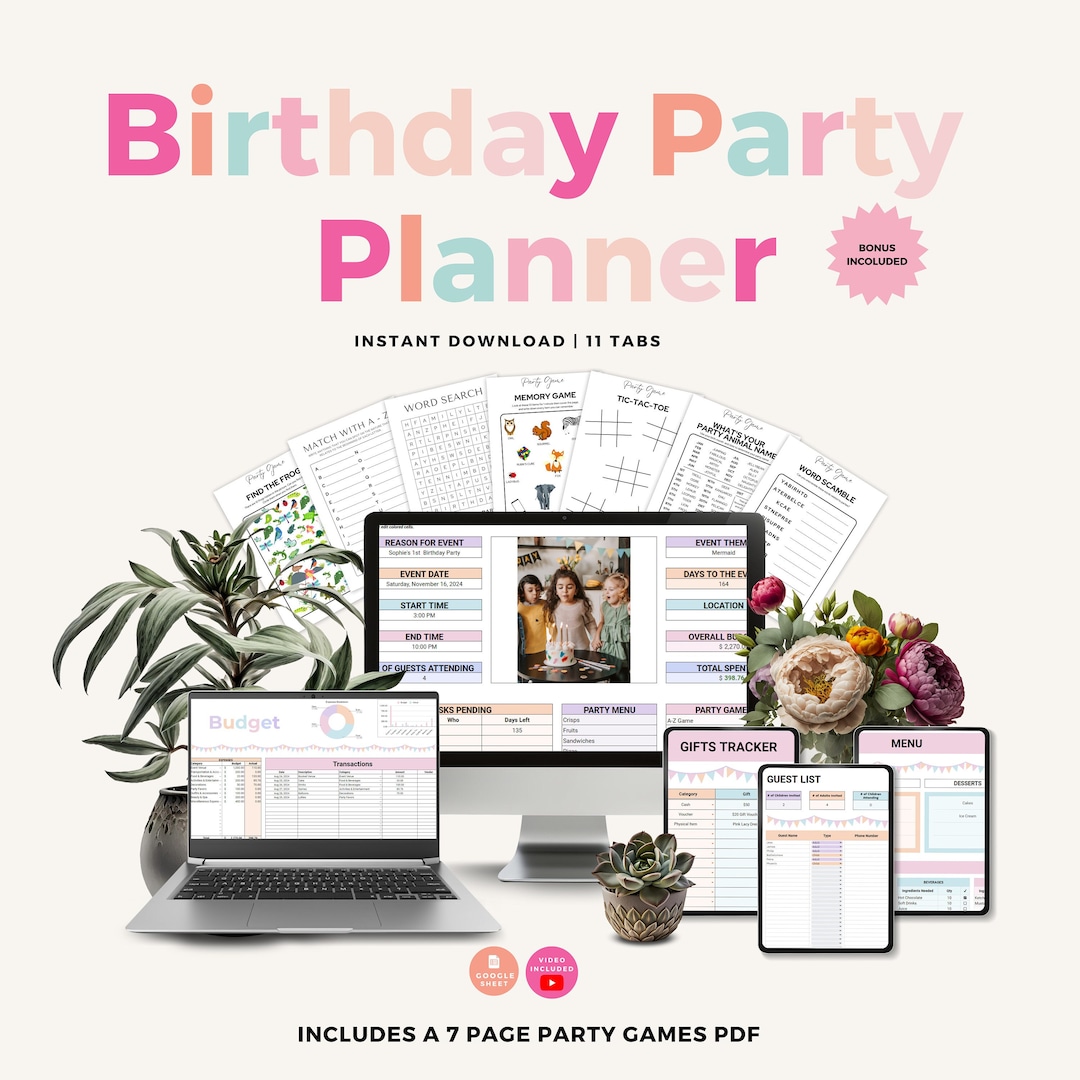 Birthday Party Planner Spreadsheet, Google Sheets (digital Download) - Etsy