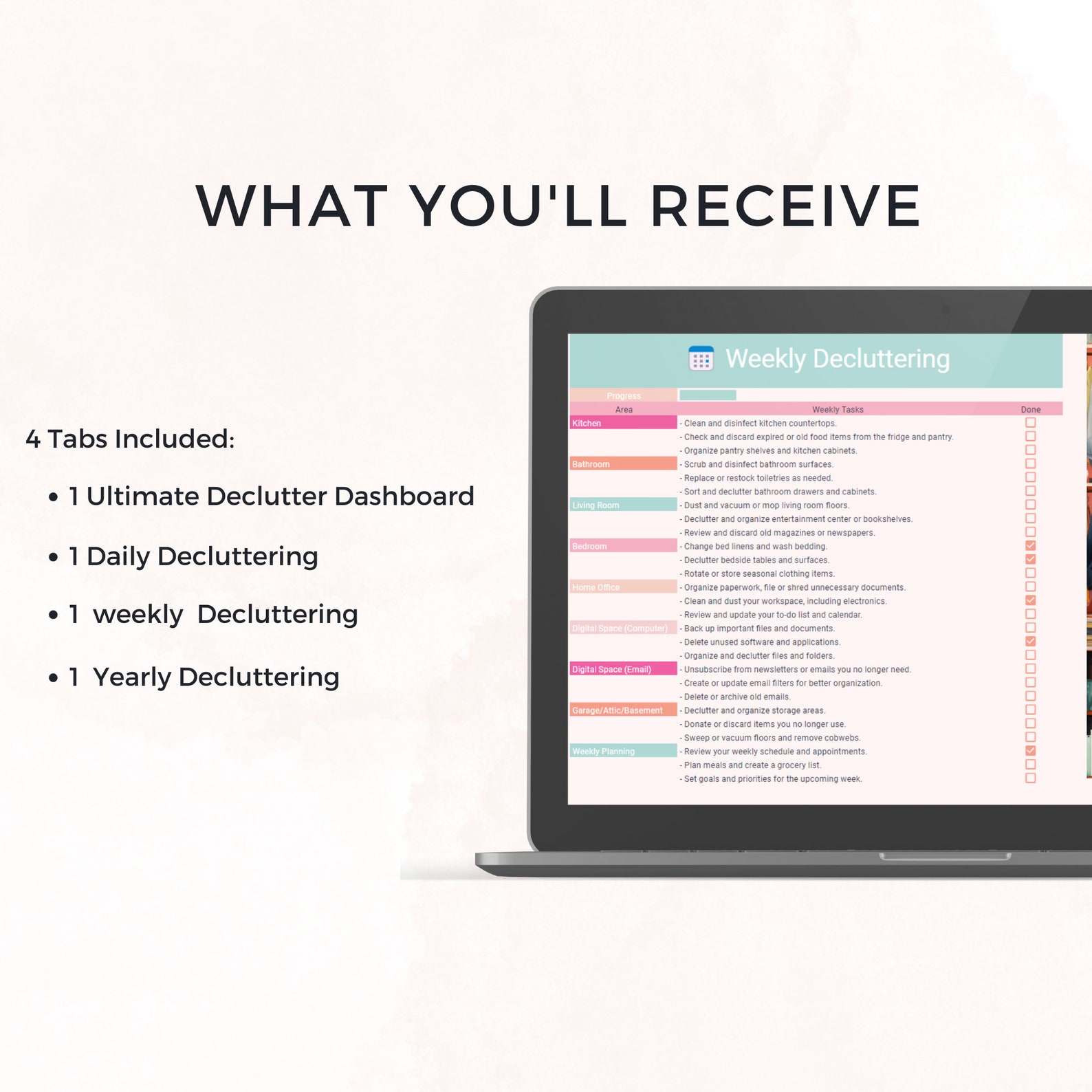 Decluttering Checklist Google Sheets, Declutter Checklist Spreadsheet, Declutter Planner ...