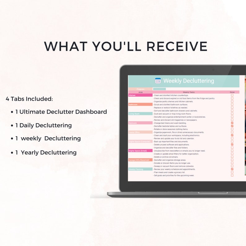Decluttering Checklist Google Sheets, Declutter Checklist Spreadsheet, Declutter Planner ...
