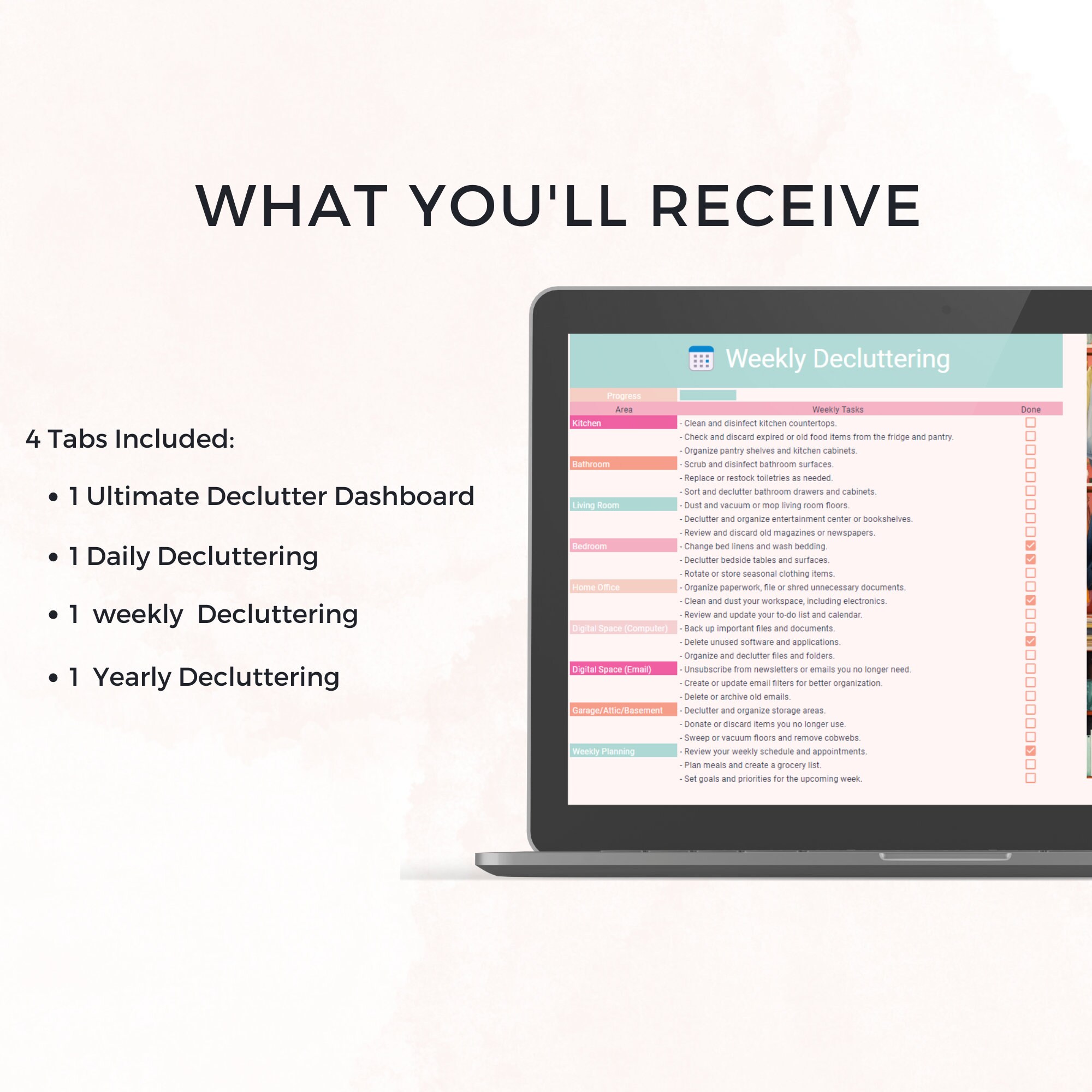 Decluttering Checklist Google Sheets, Declutter Checklist Spreadsheet, Declutter Planner ...