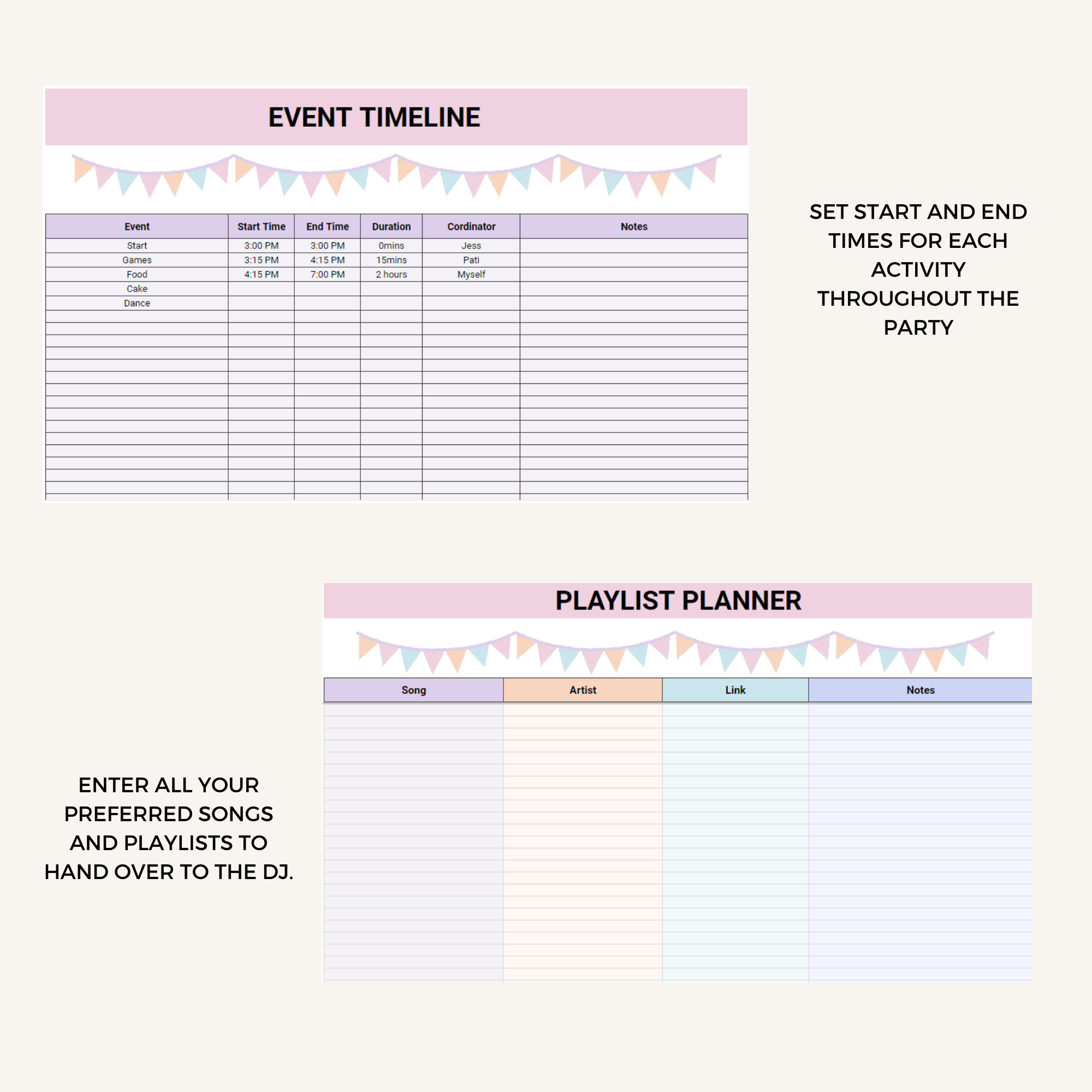 Birthday Party Planner Spreadsheet, Google Sheets (digital Download) - Etsy