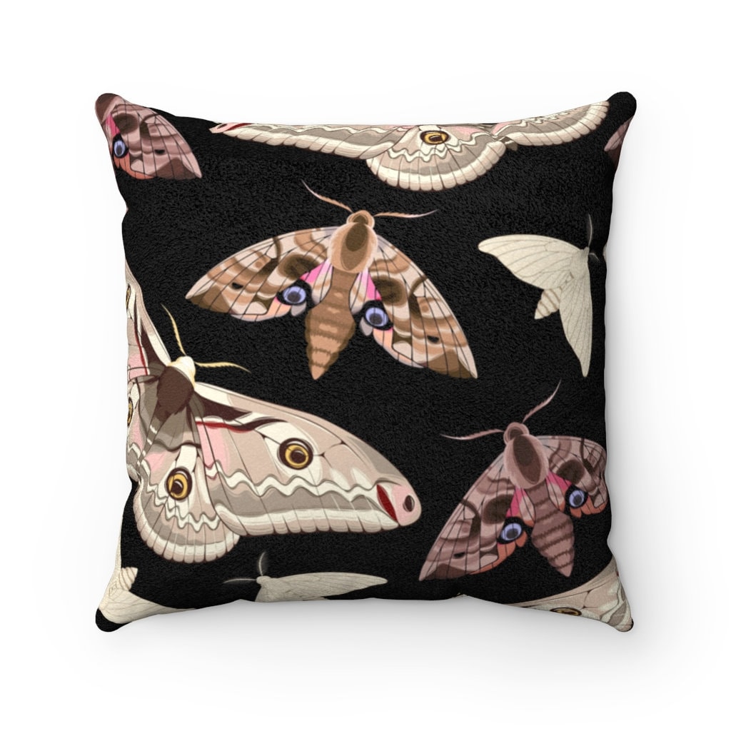 Vegan Suede Entomology Cecropia Moth Pillow, Dark Academia Flying Moths ...