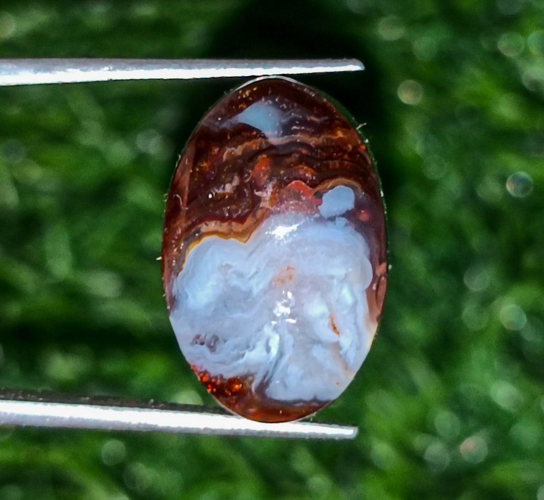 Natural Volcanic Fire Agate Cabochon Filled With Beautiful Desinger and ...