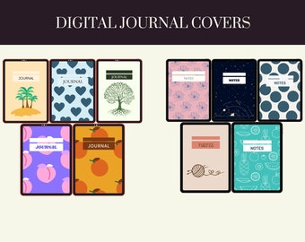 Illustrated Digital Background Notebook, Planner and Journal Covers ...