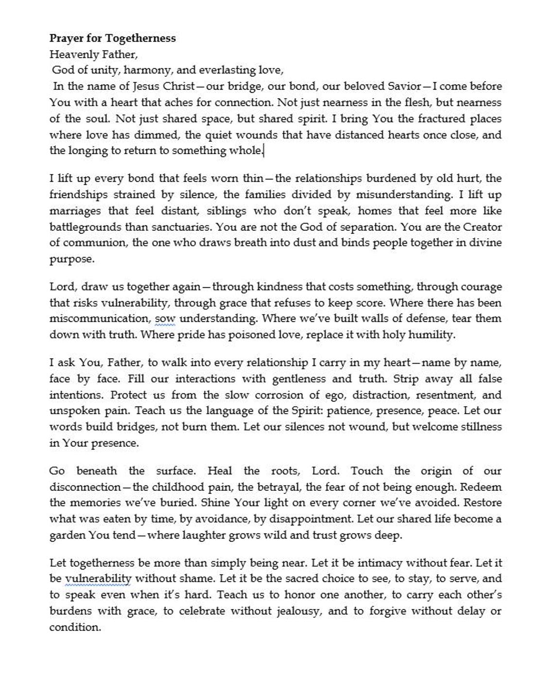 Prayer for Togetherness | Christian Unity Prayer | Healing ...